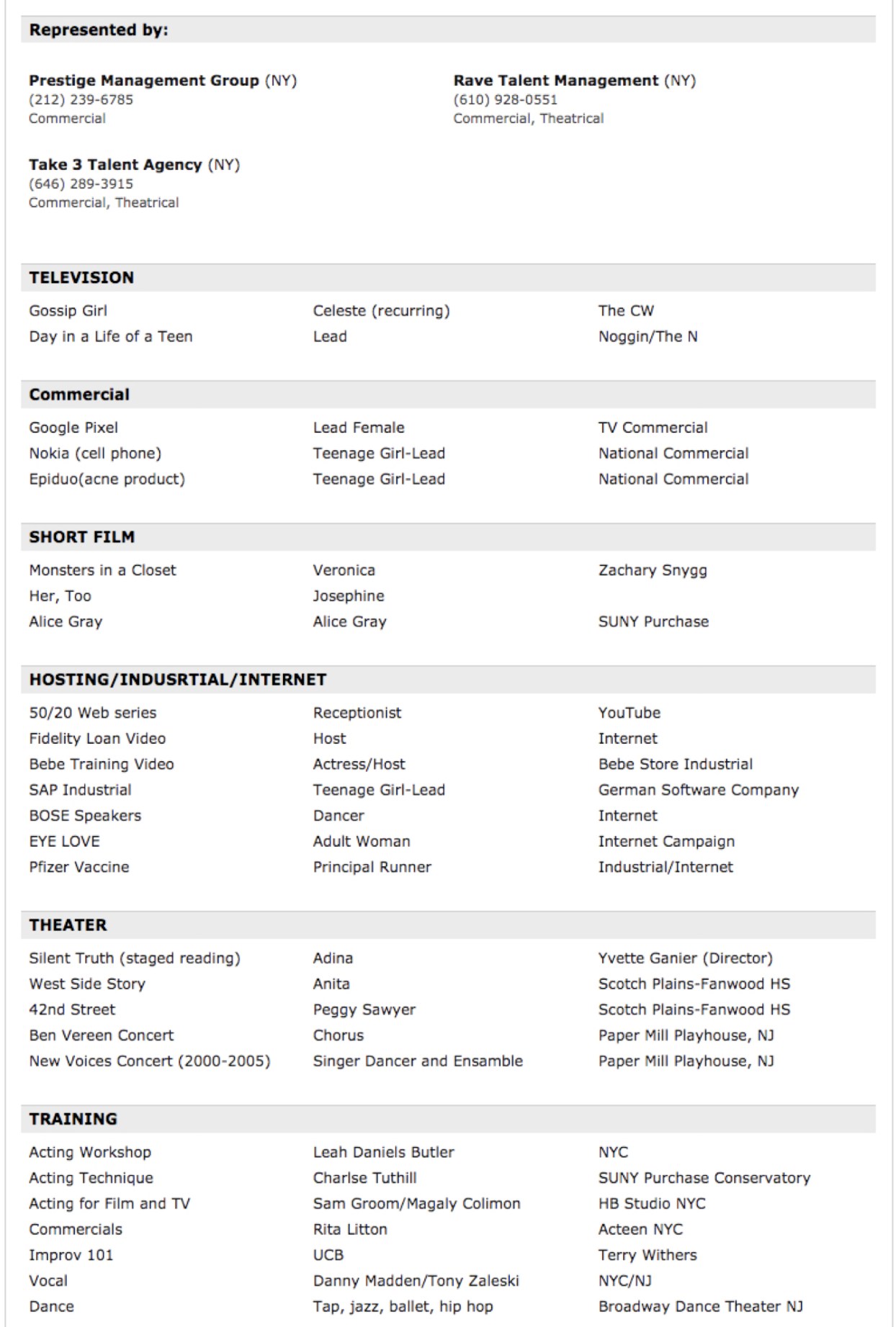 Sarah Marable – Actor – Singer – Dancer